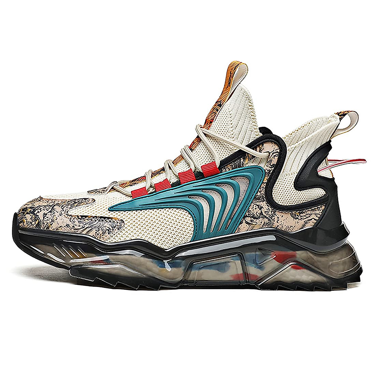 GSIGUL Mens Running Shoes Sports Athletic Fashion Sneakers Lightweight Breathable Mesh Tennis Walking Shoes Beige Size 8.5