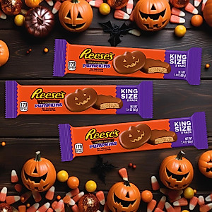 Reese’sHalloween Peanut Butter Pumpkin Cups King Size Pack of 3 - Delicious Treats ReesesHalloween Candy KingSize Bars for Spooktacular Festivities - Great for Kids and Adults 2.8 Oz, 170 Calories