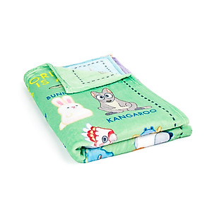 Jay Franco Bluey Early Education Learning Blanket - Measures 60 x 90 Inches - Super Soft Plush Teaching Blanket for Children – Music, Vehicles & Animals Kids Bedding