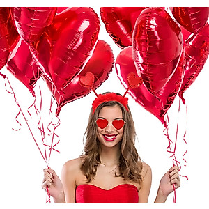 Ausejopeac Valentines Day Heart Headband Boppers Head and Heart Shape Sunglasses for Girls Women Valentine's Day Halloween Wedding Birthday Party Gift