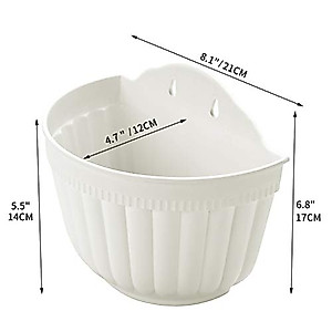 4 Pack Resin Wall Hanging Planter Pot Vertical Garden Living Wall Mount Window Hang Indoor Outdoor Plant Flower Basket for Kitchen Herbs Balcony Railing Shelf Fence Bedroom Trellis Decor Modern White