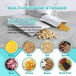 50pcs 1 Gallon Mylar Bags for Food Storage, 10 Mil 10"x14" Stand-Up Zipper Pouches Resealable and Heat Sealable Bags for Long Term Food Storage(10"x14", Extra Thick)