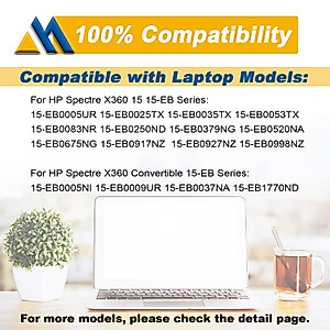 BN06XL L68299-005 Laptop Battery Replacement for HP Spectre X360 15 15-EB 15-EB0005UR X360 Convertible 15-EB0005NI Series Notebook BN06072XL L68235-1C1 HSTNN-IB9A 68299-0055 11.55V 72.9Wh 6000mAh