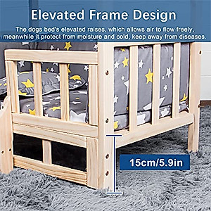 2-Tier Raised Dog Bed Purple Bedding, Wood Cat Lounge Cots with Storage Platform, for Small Medium Large Pets, Sleep Better (Size : 115x60x80cm)