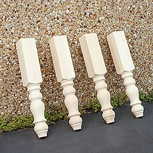 CAROLINA LEG CO. Chunky Farmhouse End Table Legs - Unfinished - DIY Furniture - Turned Legs - Set of 4 - Dimensions: 3.5" x 23"
