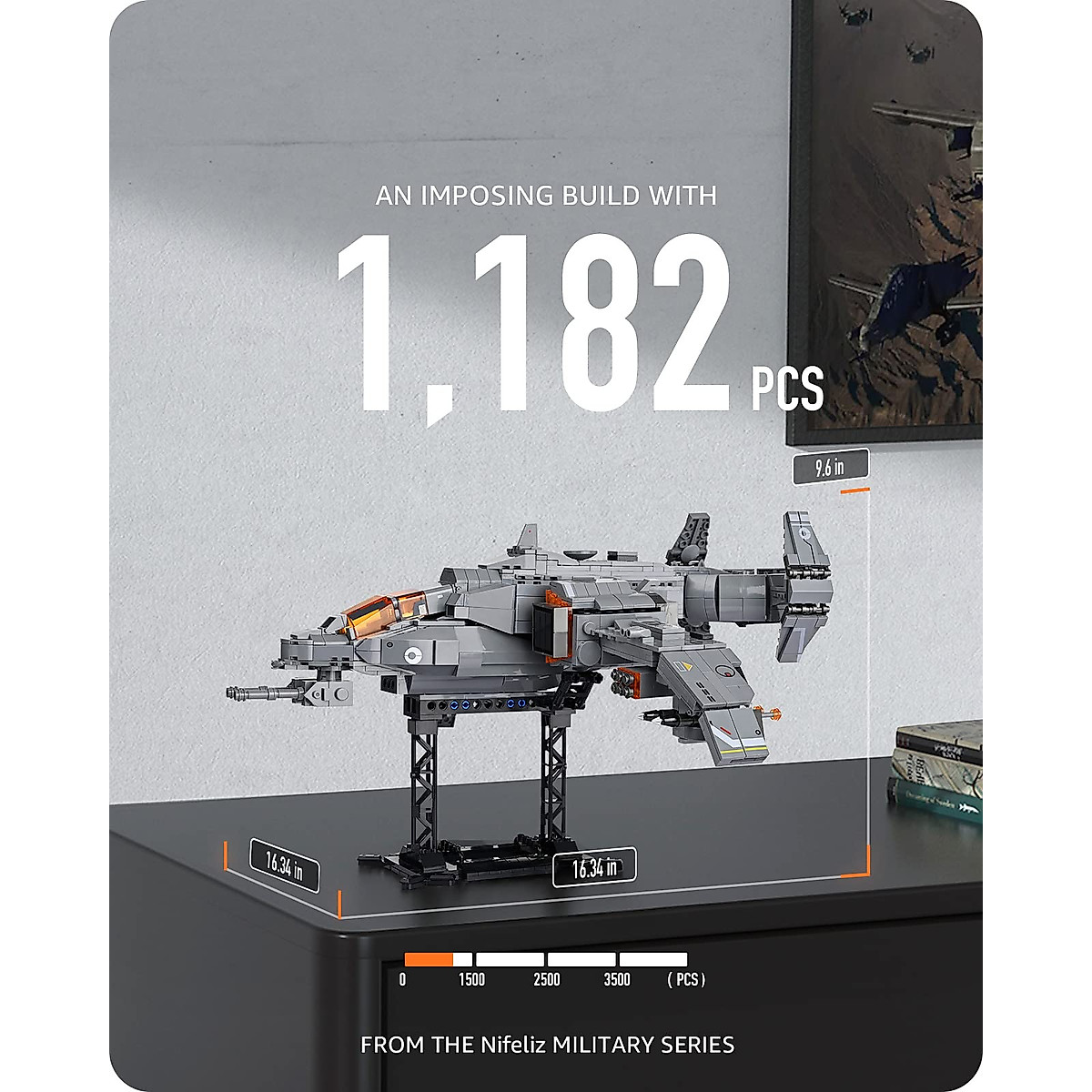 Nifeliz Eagle Attack Aircraft, Fighter Plane Model Toy, Military Building Set for Adult Gift Giving (1,182 Pieces)