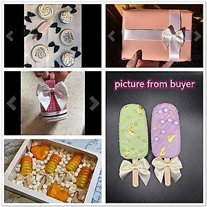 Briefix 25 Pieces Mini Satin Ribbon Bows with Removable Sticky Gel Pads (Black)