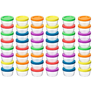 Tanlade 48 Pcs Snack Containers 7 Oz Small Plastic Food Containers with Lids Reusable Freezer Storage Jars Lunch Box, Microwave, Dishwasher and Freezer Safe
