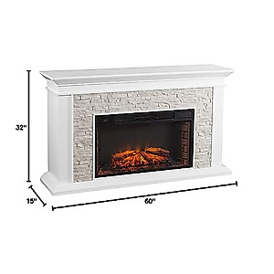 Canyon Heights Faux Stacked Stone Electric Fireplace - White