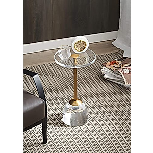 Artmaze Clear Acrylic End Table,Brushed Brass Metal,Side Table for Office,Nightstand for Living Room and Bedroom,Easy Assembly,12x12 inch，21.3 inch high