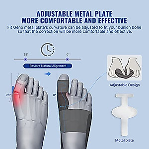 Fitgeno Bunion Corrector Women & Men Big Toe: Foot Straightener Splint Brace - Adjustable Bunyan Correction Orthopedic for Hallux Valgus Pain Relief 2 Pcs