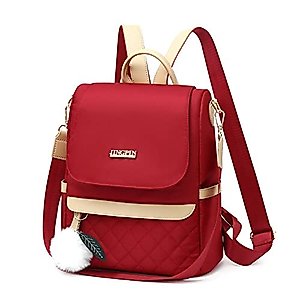 MBVBN Fashion Mochila Solid Color Women Backpack Purse Travel Bag Teenagers School Bags Kawaii (Red)