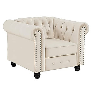 Morden Fort Couches for Living Room, Sofas for Living Room Furniture Sets, Chair and Sofa 2 Pieces, Fabric, Velvet Beige