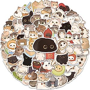 150 Pcs Cute Cat Stickers for Water Bottles| Gift for Kids Teen Birthday Party| Kawaii Stickers Pack|Waterproof Stickers for Water Bottles,Laptop,Phone,Skateboard,Bicycle