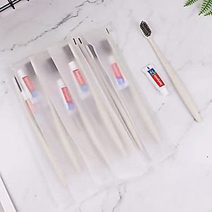 Xuezoioy Disposable Toothbrushes with Toothpaste,30 Pack Apricot Individually Wrapped Disposable Travel Toothbrushes Kit in Bulk for Homeless,Nursing Home,Hotel,Charity