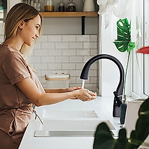 WOWOW Black Kitchen Faucet, Pull Down Kitchen Faucet Stainless Steel Gooseneck Kitchen Sink Faucet Single Handle Water Faucet, Utility Sink Faucet for Laundry RV (Patent Product)