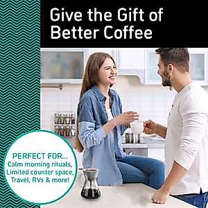 Coffee Gator Pour Over Coffee Maker - 14 oz Paperless, Portable, Drip Coffee Brewer Pour Over Set w/Glass Carafe & Stainless-Steel Mesh Filter, 400ml Clear