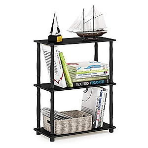 Furinno Turn-N-Tube 3-Tier Compact Multipurpose Shelf Display Rack with Classic Tube, Americano/Black