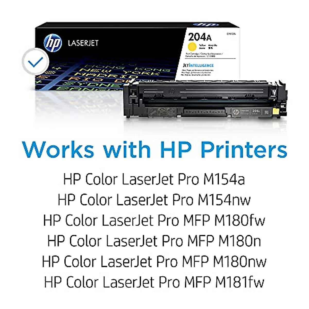 HP 204A Yellow Toner Cartridge | Works with HP Color LaserJet Pro M154 Series, HP Color LaserJet Pro MFP M180, M181 Series | CF512A