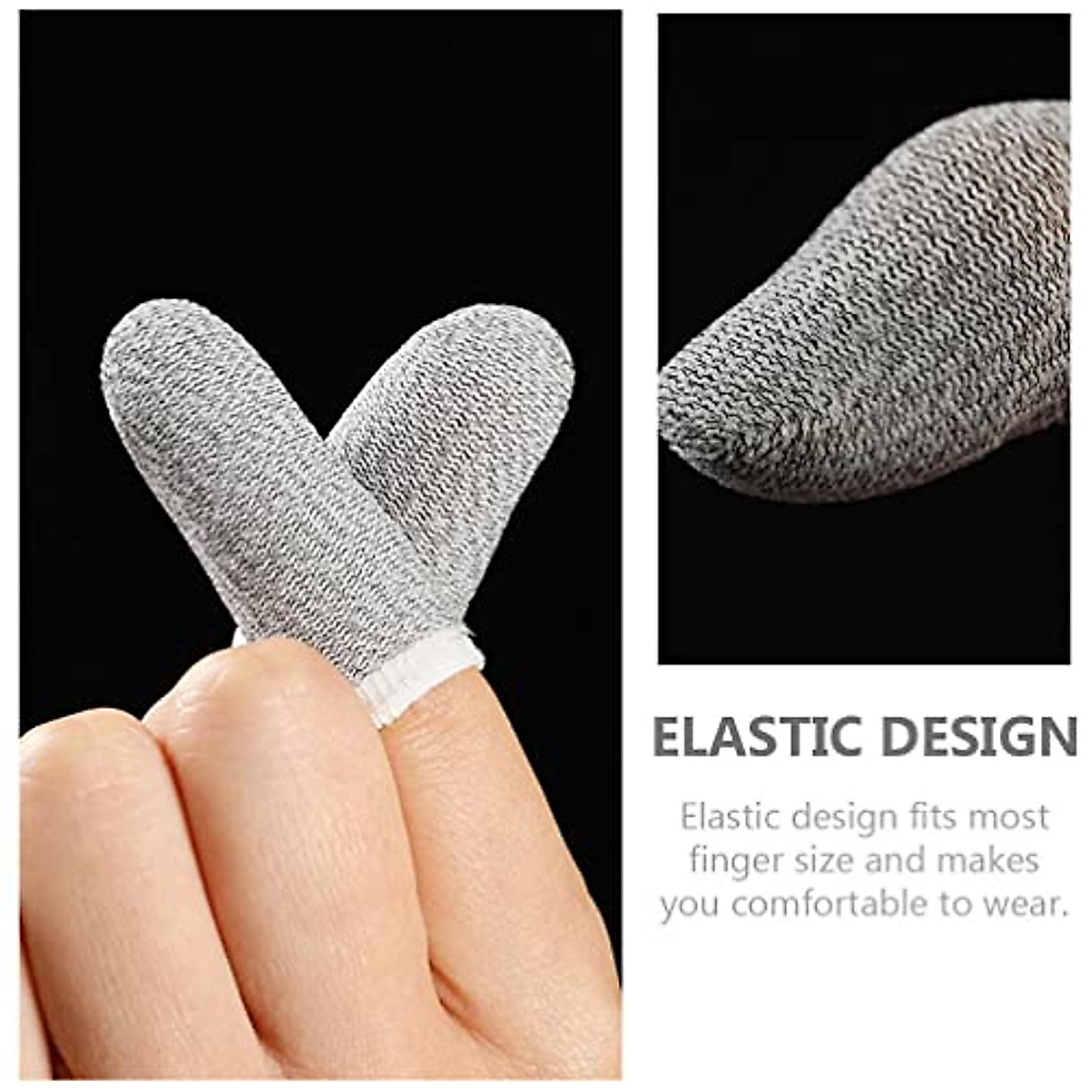 UKCOCO Gaming Finger Sleeves for Mobile Game- White Yellow Silver Fiber Game Sweat- Proof Finger Cot Mobile Controller Breathable Touchscreen, 6pcs