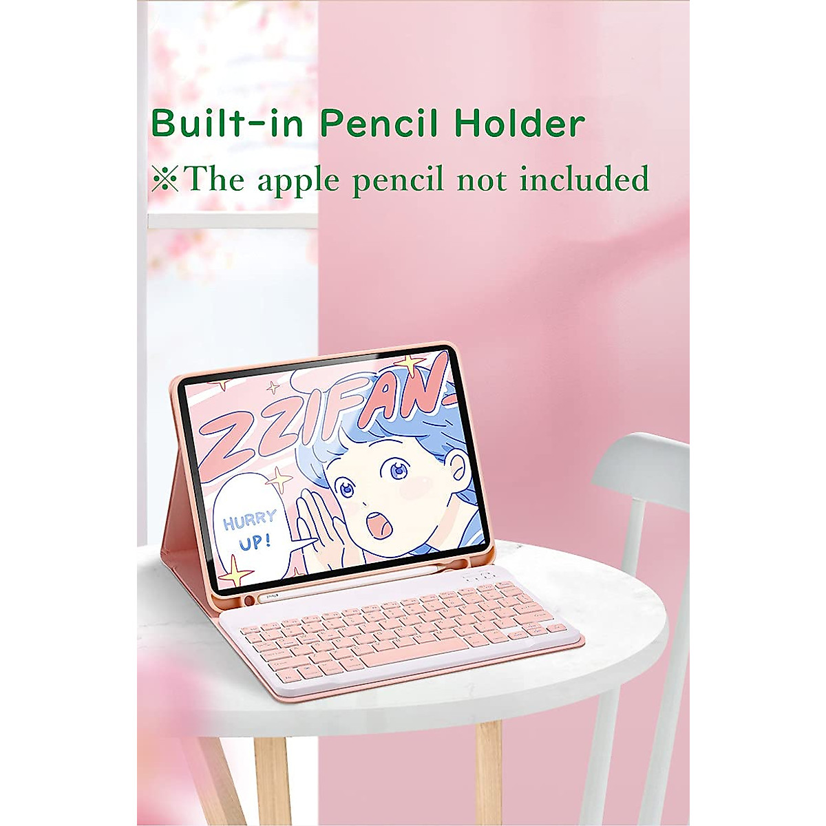iPad 10th Generation 2022 Keyboard Case Cute Color Keyboard Detachable Bluetooth Keyboard Cover with Pencil Holder for iPad 10 10.9 inch (Dark Pink)