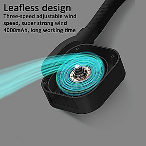 TianNorth Neck Fan 4000mAh with 3 Wind Speeds USB Rechargeable,Hands-Free Portable Personal Fan for Home, Office, Travel, Sport, Outdoor Activities (Black1)
