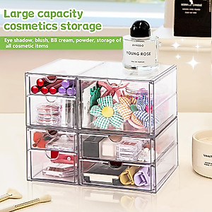 VZKAH Acrylic Organizer and Storage | 7 Drawers 2 Sets | Desk Organizer with Drawers, Clear Makeup Storage Drawers, For Beauty/Office/Craft Supply Storage and Organization