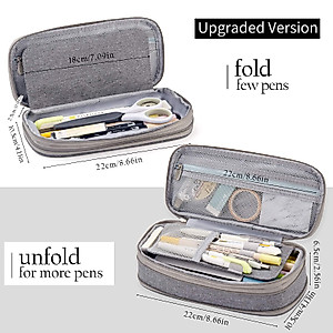 EASTHILL Big Capacity Pencil Pen Case Office College School Large Storage High Capacity Bag Pouch Holder Box Organizer (Gray)