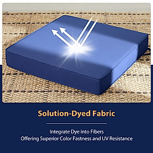 WEOAVRY Outdoor Deep Seat Cushions,24 x 24, Waterproof & Fade Resistant Patio Cushions for Outdoor Furniture, Deep Seat & Back Cushion with Secure Ties and Removable Cover, Blue