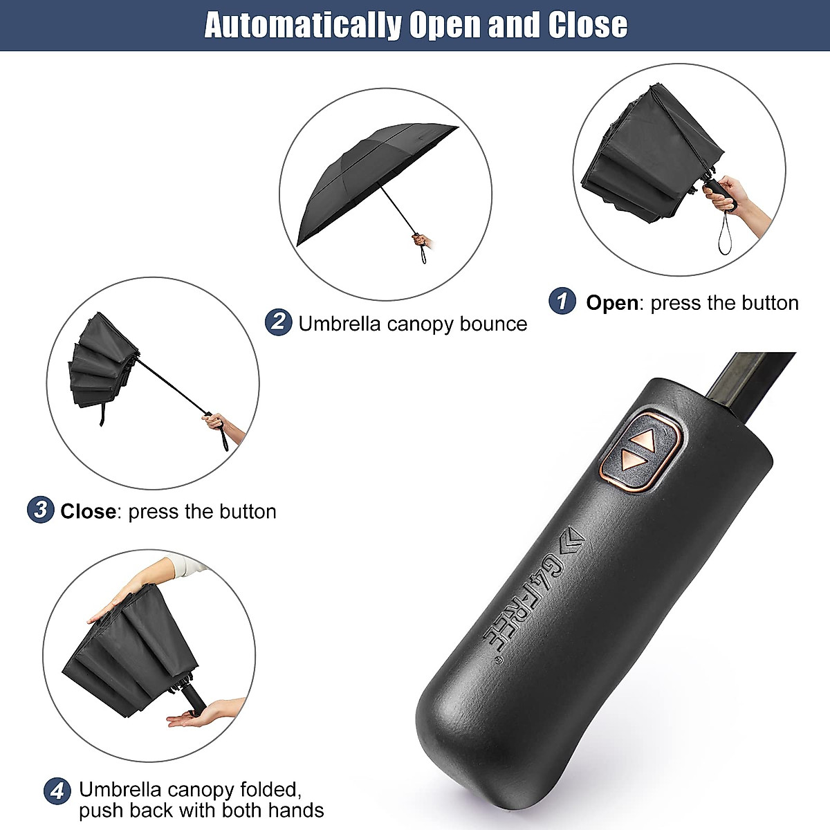 G4Free 42/46/54/62 Inch Large Golf Umbrella Compact Reverse Travel Umbrella 10 Ribs Windproof for Rain Double Canopy Automatic Open Close