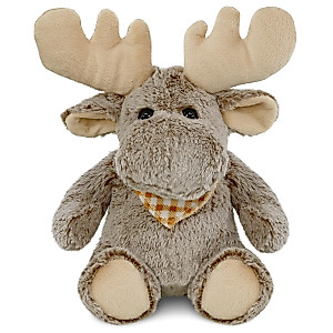 DolliBu Brown Sitting Moose Plush - Super Soft Moose Stuffed Animal, Wildlife Stuffed Moose Plush Toy, Cute Stuffed Animal for Boys and Girls, Plush Moose Gift for Baby, Kids, and Adults - 11 Inches