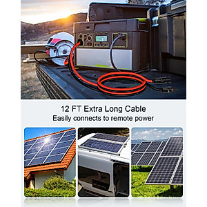 HUQUZN 10AWG 12FT Solar Panel Extension Cable Compatible with Ads Port Adapter and Solar Connector, Solar Charger Cable Kit for Portable Solar Generator Power Station RV, Vertical