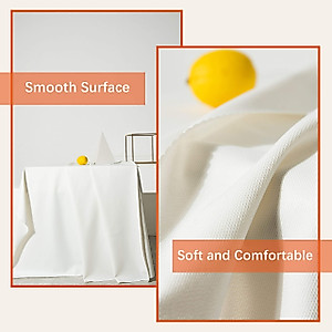 Hosonson 100% Waterproof Vinyl PU Square Heavy Duty Table Cloth with Smooth Surface - Soft Hand-Feeling Decoration Tablecloth - Reusable Wipable Oilproof Table Cover for Kitchen (54x54 Inch, White)