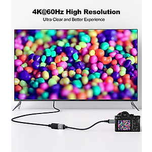 CLAVOOP Mini HDMI to HDMI Adapter, 4K HDMI Female to Mini HDMI Male Cable Adapter Compatible for DSLR Camera, Camcorder, Raspberry Pi Zero/W, Graphics Card, Laptop, HDTV, Projector - Grey