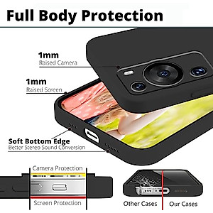 Jancyu Compatible with Huawei P60 Pro Case Soft, Silicone Phone Case for Huawei P60 Pro, 360°Full Protective, Shockproof and Fingerprint Resistant Accessorie (Black)