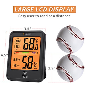 3.8 Inch Indoor Thermometer for Home, Temperature and Humidity Monitor, Room Thermometer Hygrometer with Magnetic, Temperature Humidity Gauge Comfort Indicator for Home Office Greenhouse-2PACK