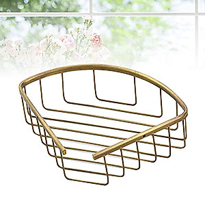 BESTOYARD European Style Brass Antique Corner Wall Mount Shower Basket Storage Rack Shelf Caddy Organizer for Bathroom Toilet Kitchen