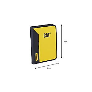 Caterpillar Work Padfolio Including Notepad and Solar Calculator, Zip Closure, Yellow and Black