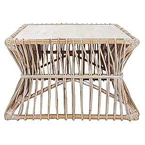 Safavieh Home Collection Gensho Rattan Coffee Table, White/Grey Wash