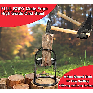 Kindling Splitter, Wood Splitter, Log Splitter, Manual Log Splitter, Firewood Splitter, Full Body Made from CAST Steel, Black