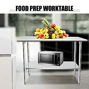 KODOM Food Prep Stainless Steel Table 36" x 18", Heavy Duty Workbench with Adjustable Under Shelf, Commercial Worktable for Kitchen, Restaurant, Home and Hotel