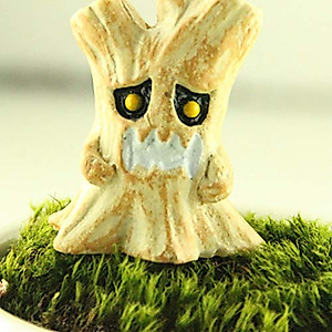 3pcs Halloween Miniature Micro Landscape Moss Succulent Potted Ornaments Bonsai Fairy Garden Landscape DIY Decor Desktop Ornaments (Grey + Yellow + Purple)