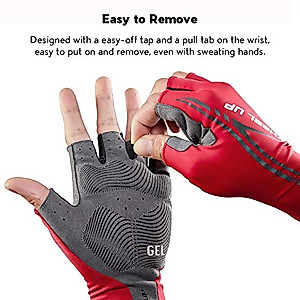 Hikenture Half Finger Cycling Gloves for Men and Women Padded Road Bike Gloves(Red M)