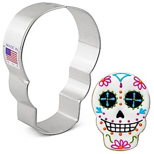 Skull Cookie Cutter Halloween Day of the Dead Día de Los Muertos Sugar Skull, 3.5" Made in USA by Ann Clark