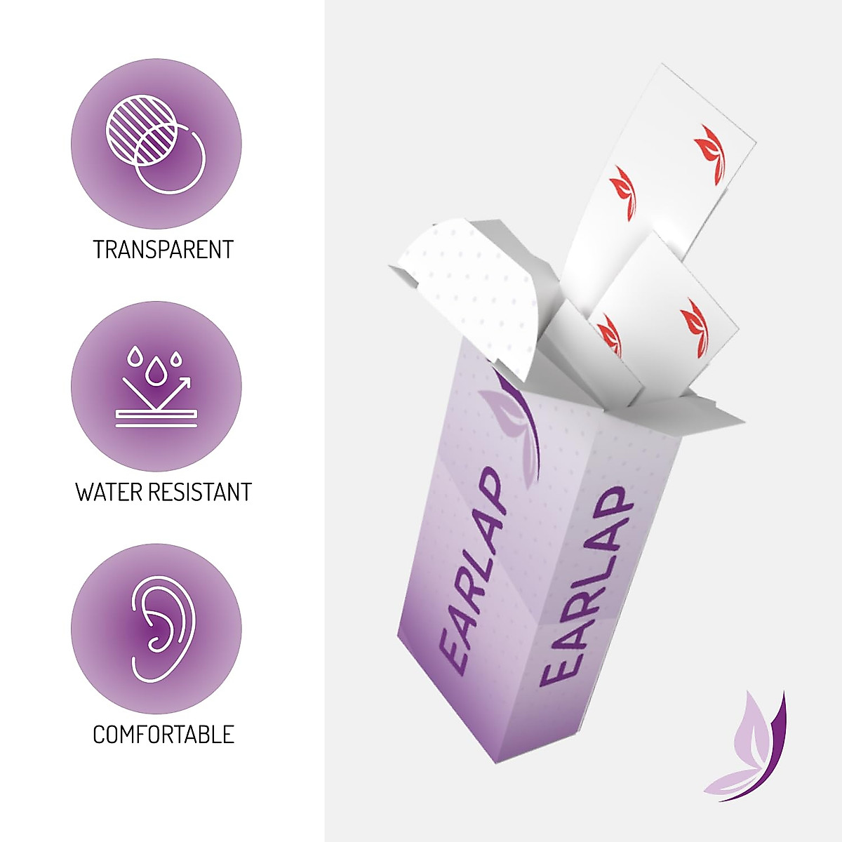 EARLAP Ear Corrector, Contain 20 Ear Tape, Solve Big Ear Problem with Ear Stickers by Pinning Back Ears, Cosmetic Aesthetic Correctors for Prominent Ears, Waterproof Ear Correctors Sticks for Adults