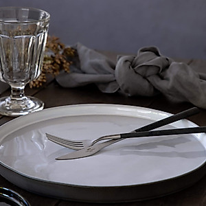 Costa Nova 5-Piece Silverware Service for 1 - Mito Collection, Brushed Finish with Black Resin Handle | Stainless Steel Cutlery | Dishwasher Safe Flatware | Restaurant Quality Dinnerware