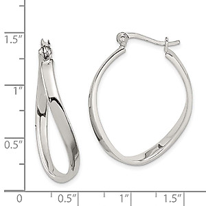 The Black Bow Twisted Oval Hoop Earrings in Sterling Silver - 33mm (1 1/4 Inch)