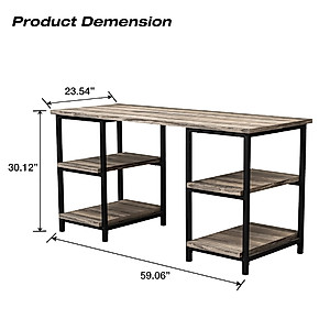 yoptote, Trestle, Modern Simple Style Study Work Game, Workstation Home Office Table Computer Desk, Gray