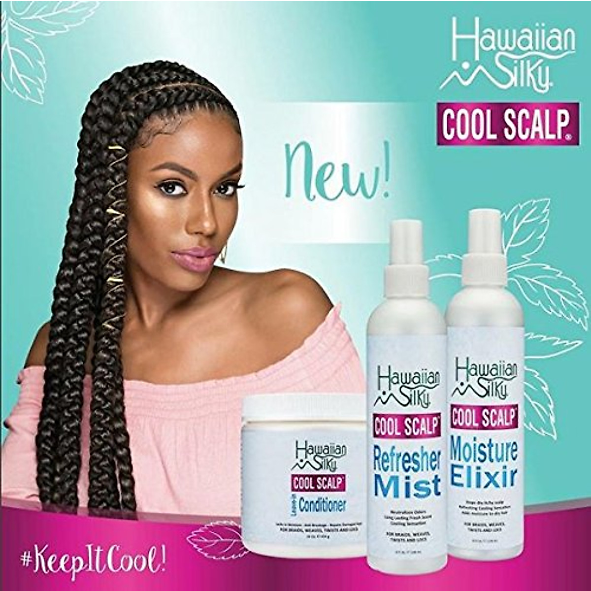 Hawaiian Silky Cool Scalp Leave-In Conditioner Cream, 16 fl oz - Locks in Moisture - Anti-Breakage - Repairs Dry & Damaged Hair