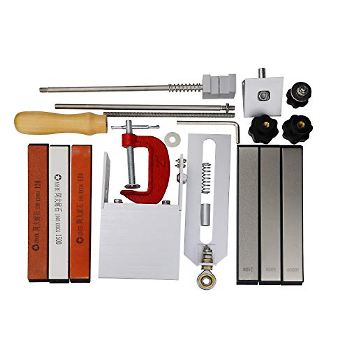 ZELANCY Aluminum alloy Professional Kitchen Knife Sharpener, 360 Degree Rotation Fixed angle, Kitchen Chef Knife Sharpener With 6pcs Whetstones